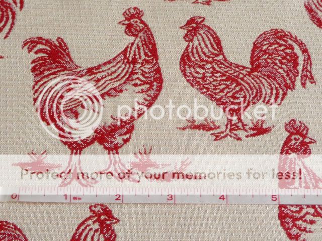 French Country Kitchen Red/White Cotton Fabric~Roosters | eBay